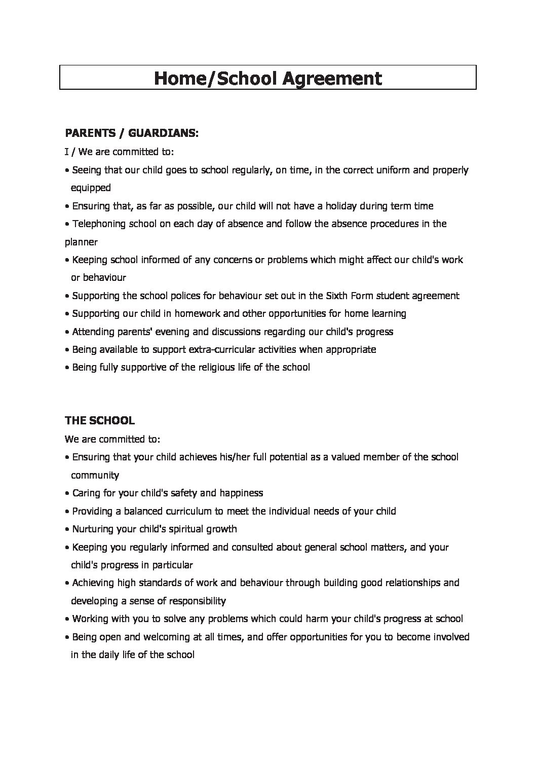 Home-School-Agreement | St Joseph's College